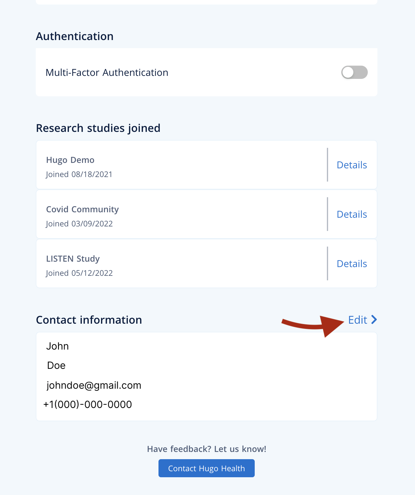 Update Your Hugo Contact Information – Hugo Health